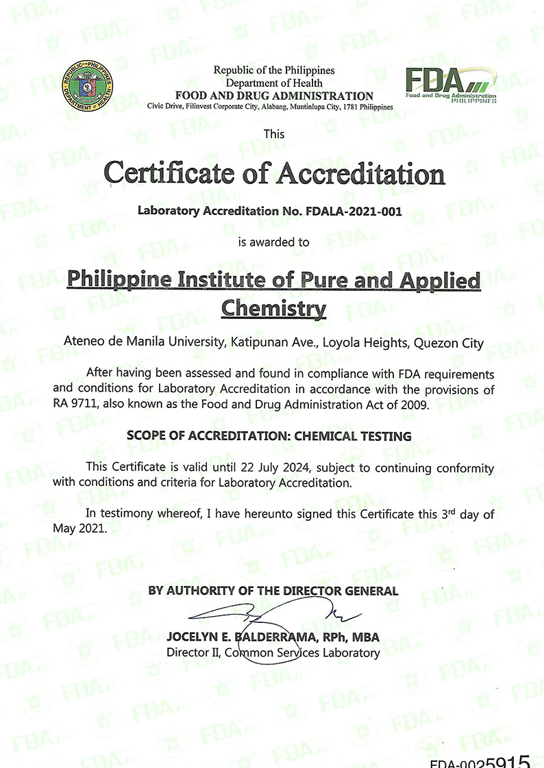 PIPAC Granted FDA Accreditation for Chemical Testing – Philippine ...